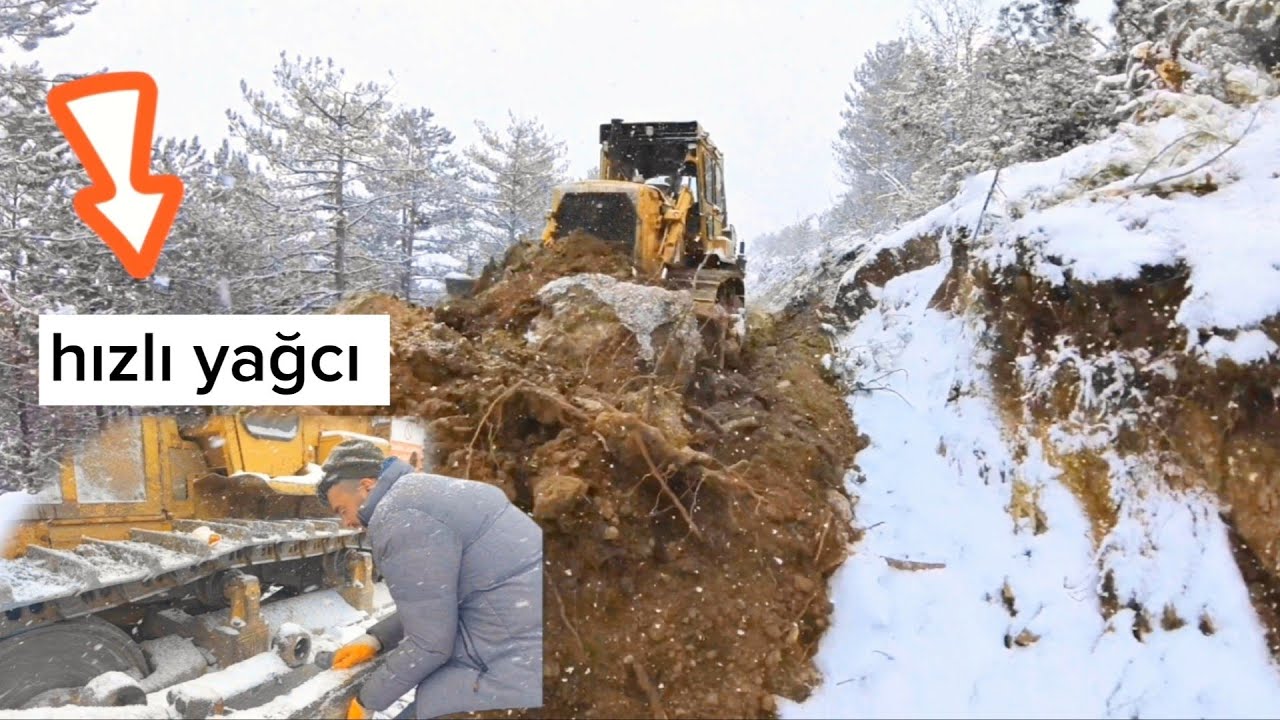 CAT D7 DOZER-ANİDEN KAR BASTIRDI-sobada künefe yaptık-yeni sığınak ...