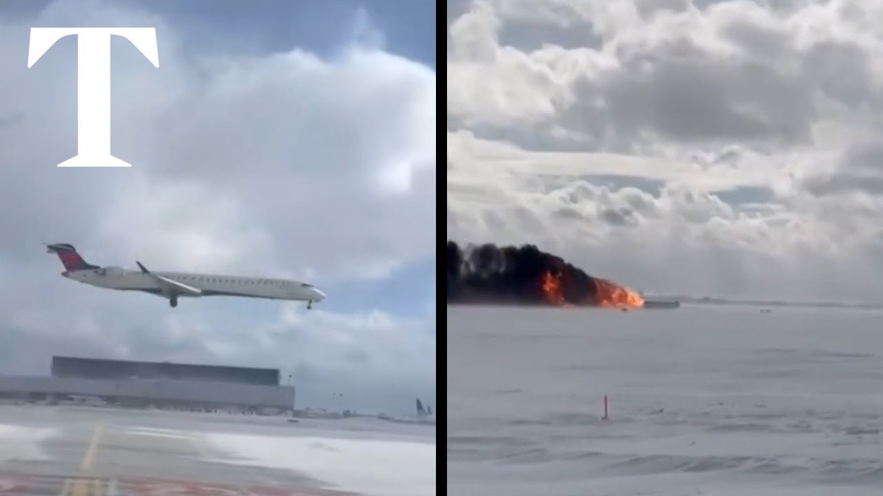 New footage shows moment Delta plane crashes in Toronto - YouTube
