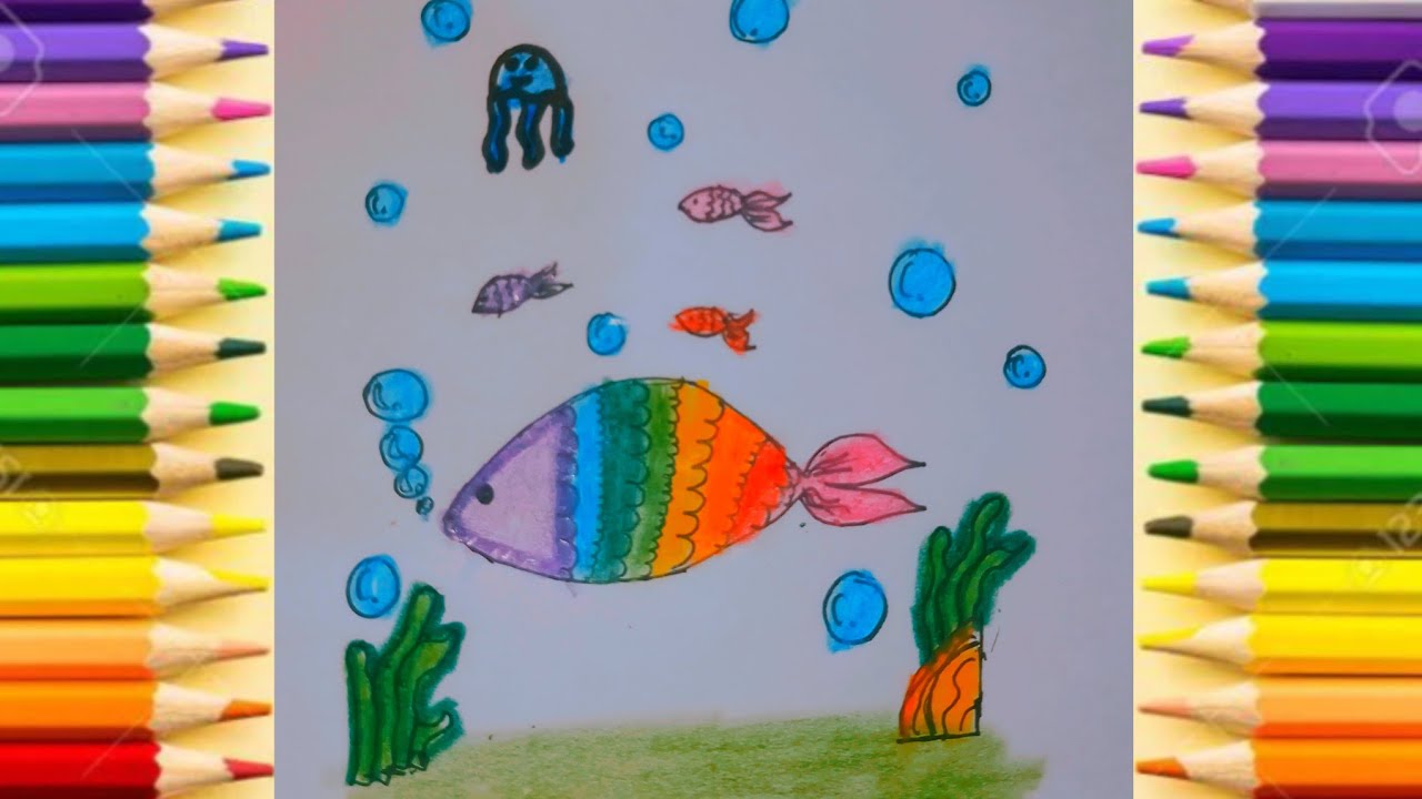 how to draw fish | glittery fish | COLOURFUL DRAWING | @hania horia fun ...