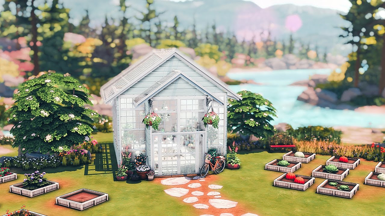 The Sims 4 Greenhouse + Garden Build 🌿| Sims 4 Greenhouse Kit - YouTube