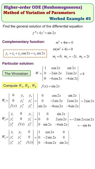 Higher-order ODE: Method of Variation of Parameters Worked Example 5 #variationofparameters ...