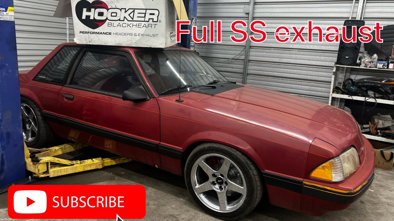 87 Mustang Fox Body Coyote swap 6R80 part 12 full stainless exhaust ...