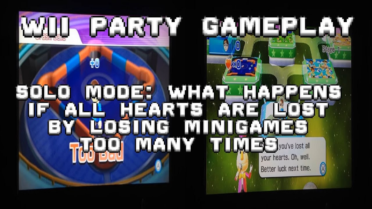 Wii Party Gameplay: Game Over in Solo Mode (Losing All Hearts) - YouTube
