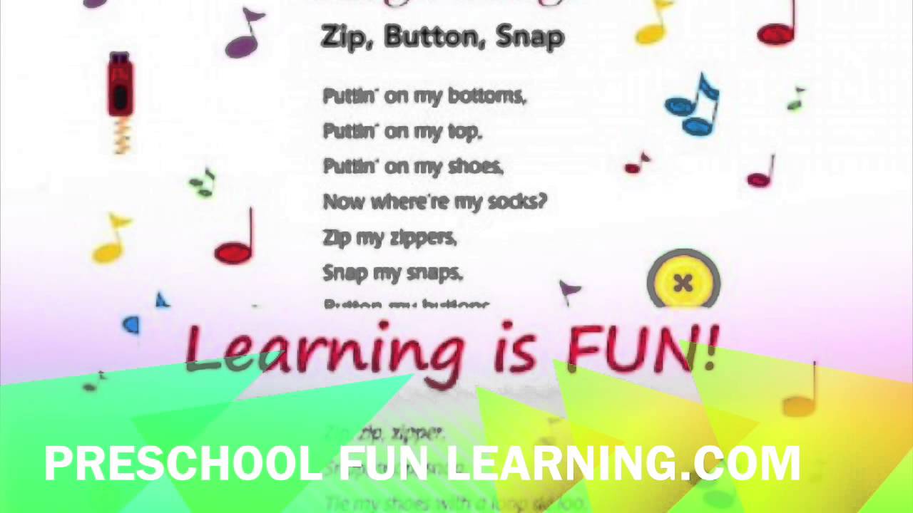 Zip Snap Button SongPreschool Fun Learning Music - YouTube