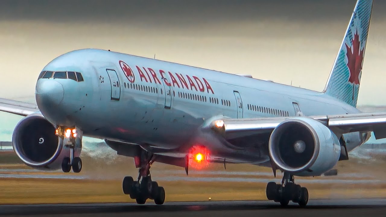 18 CLOSE UP LANDINGS! Vancouver Airport Plane Spotting Runway 08L (4K ...