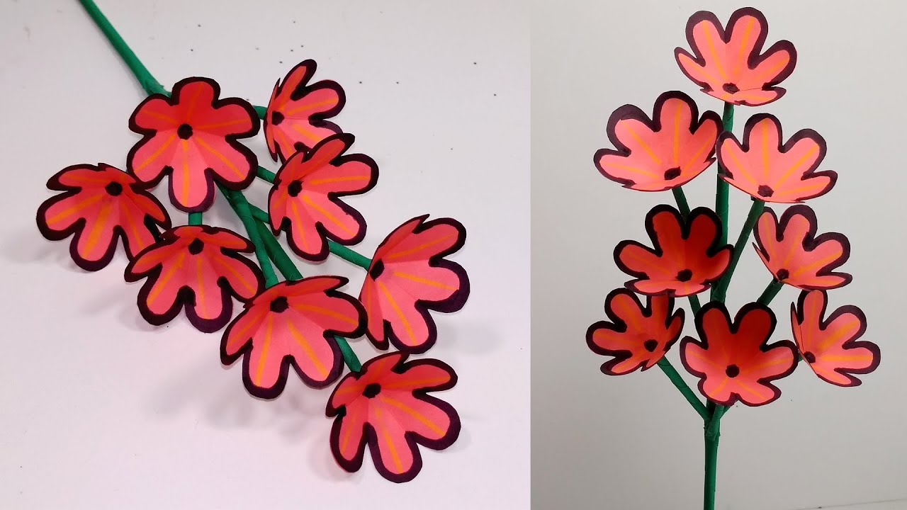 Stick Flower with Paper || How to Make Beautiful & Easy Stick Flower ...
