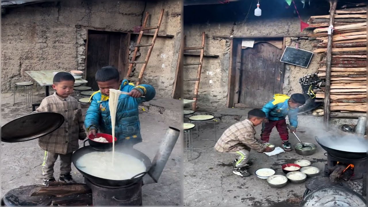 Precious ! After Studying little brother cook food for everyone at ...