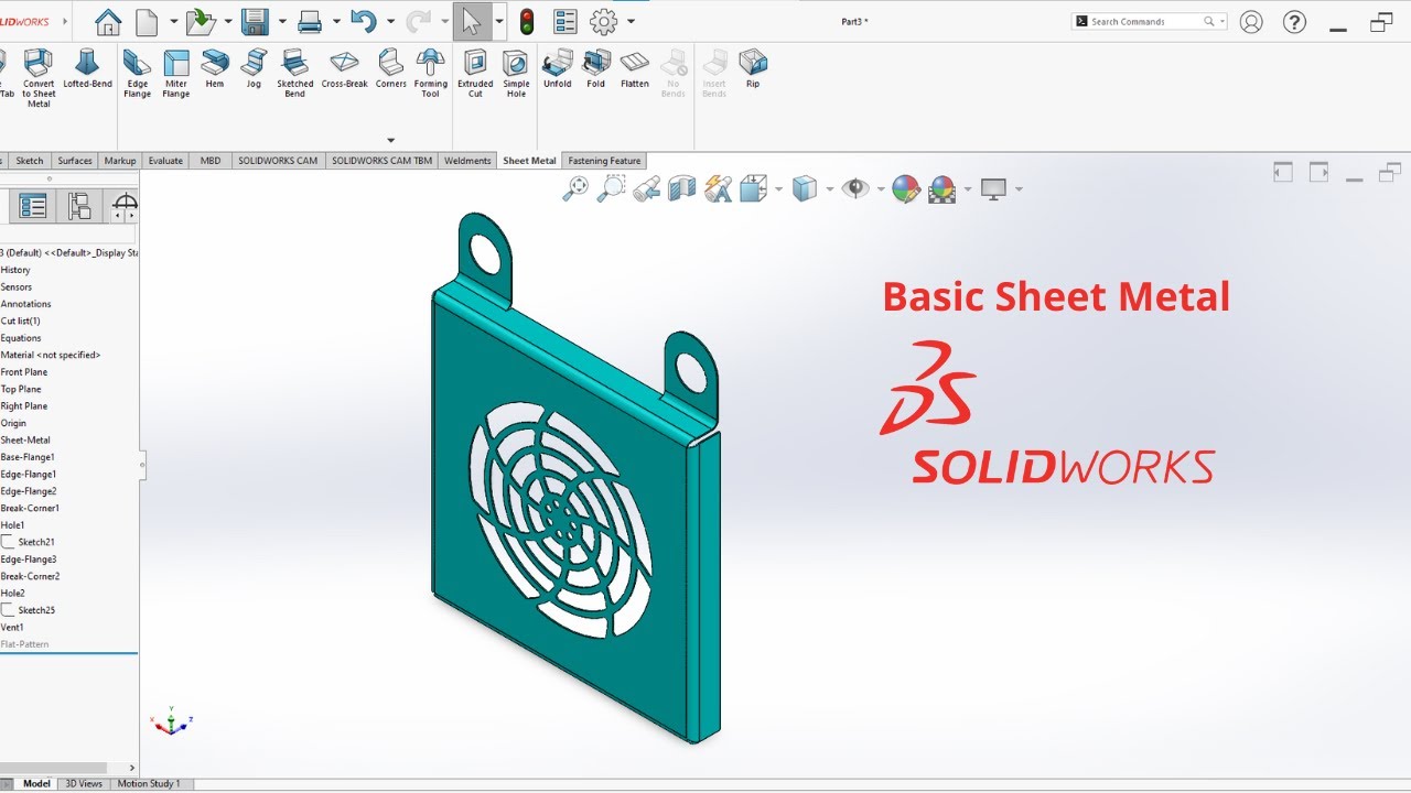 Belajar Fitur Dasar Sheet Metal di SolidWorks - SolidWorks Tutorial ...
