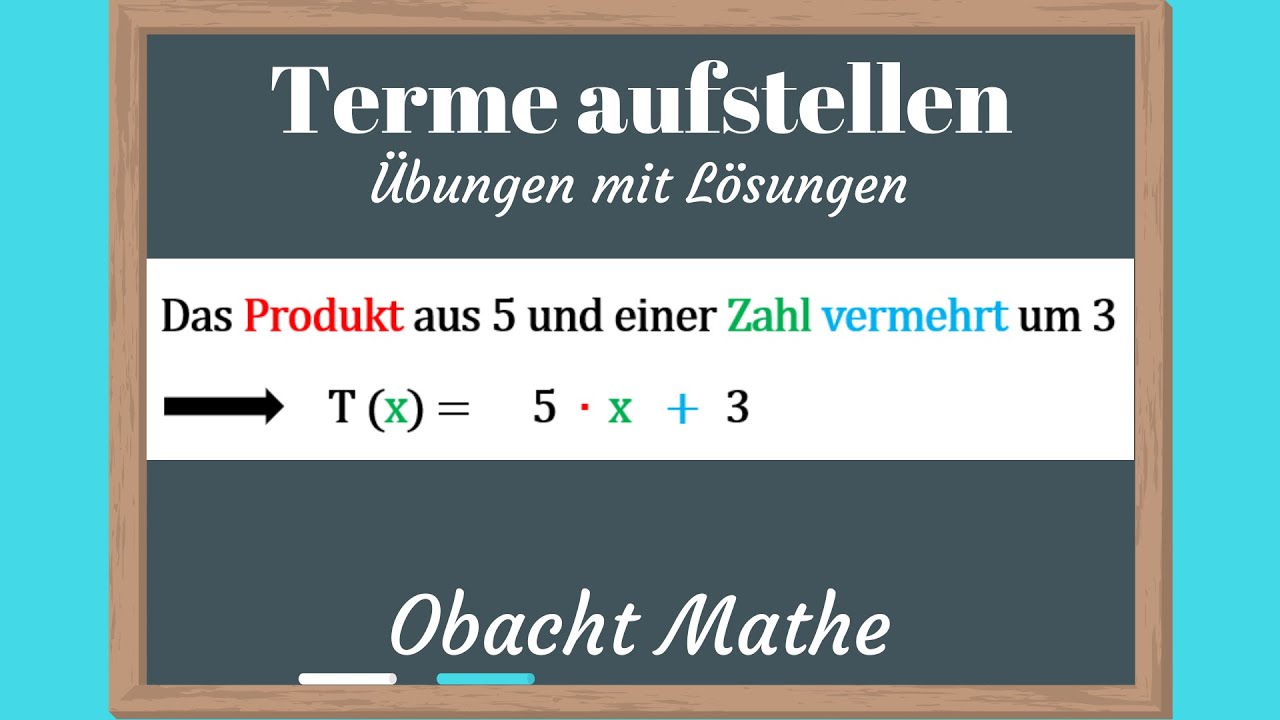 Terme aufstellen | Übungen mit Lösungen | Terme finden | ObachtMathe ...