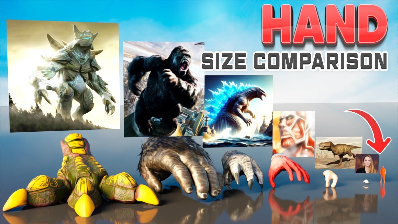 Hand Size Comparison 3D: Animal, Dinosaur, and Big Monsters - YouTube