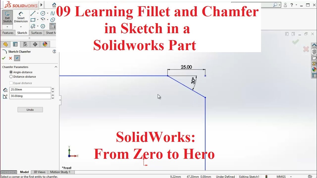 09 Learning Fillet and Chamfer in Sketch in a Solidworks Part - YouTube