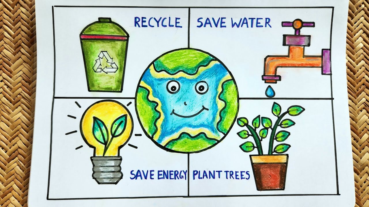 World Environment Day Poster Making | Easy drawing ideas for Save Earth ...