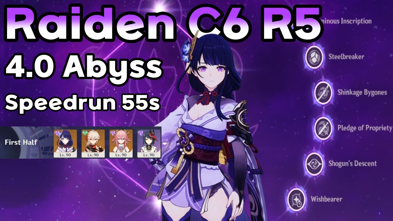 Raiden C6 R5 4.0 Spiral Abyss Speedrun 55s - YouTube