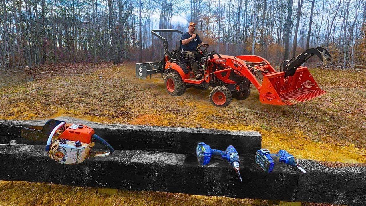 Building a Solid Sawmill Base Using Railroad Ties - YouTube