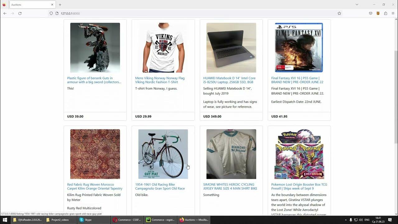 CS50’s Web Programming project 2 - Commerce - YouTube
