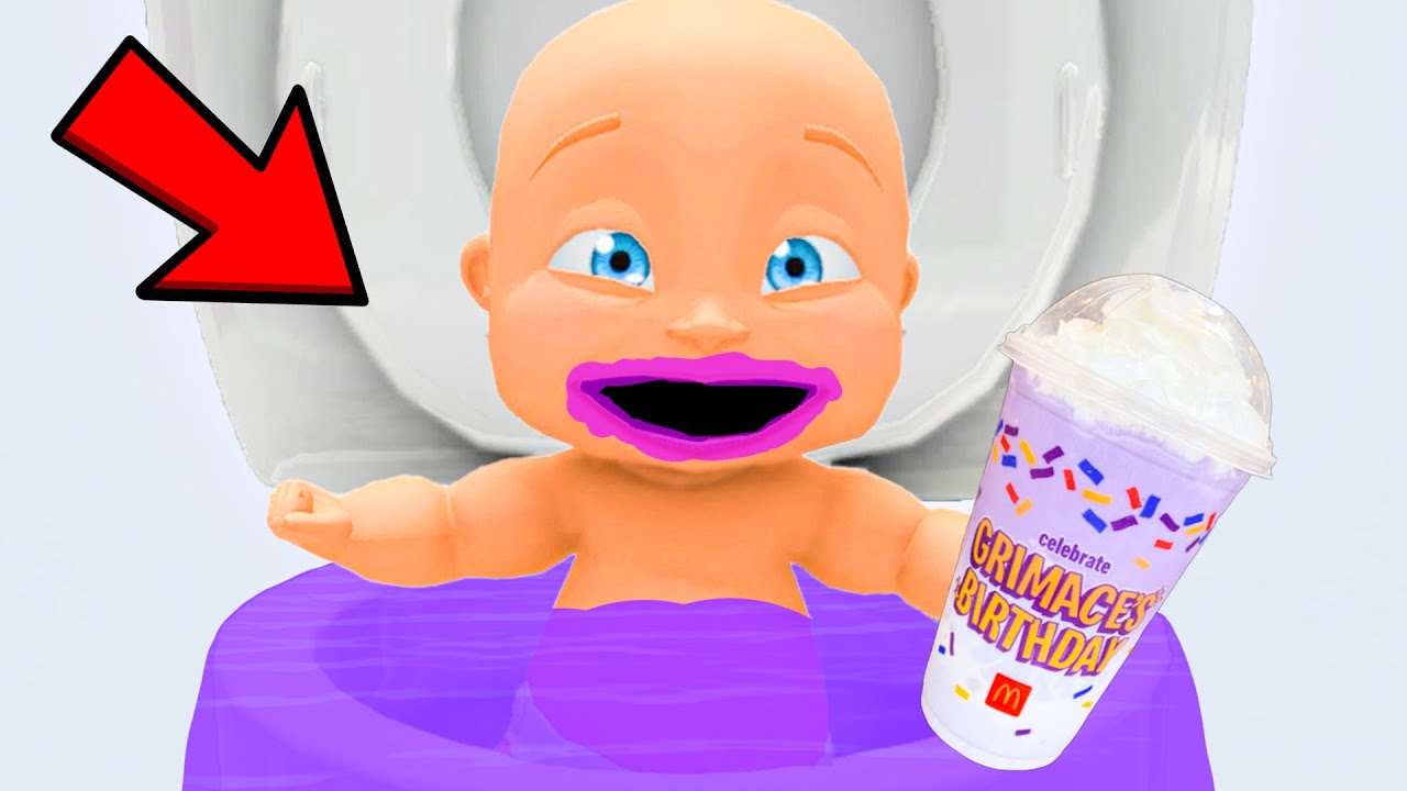 Baby Floods Toilet With GRIMACE SHAKE - YouTube