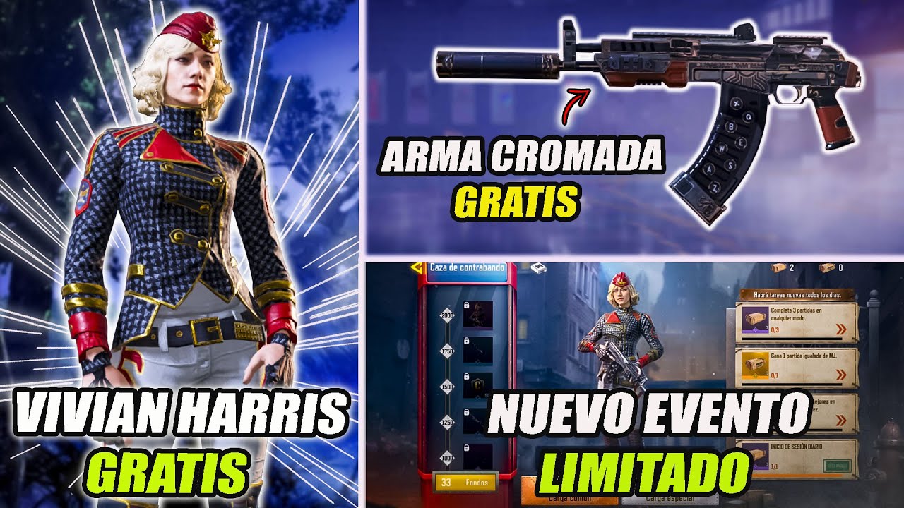 NUEVO EVENTO PERSONAJE VIVIAN HARRIS Y SKIN DE ARMA EPICA CROMADA ...