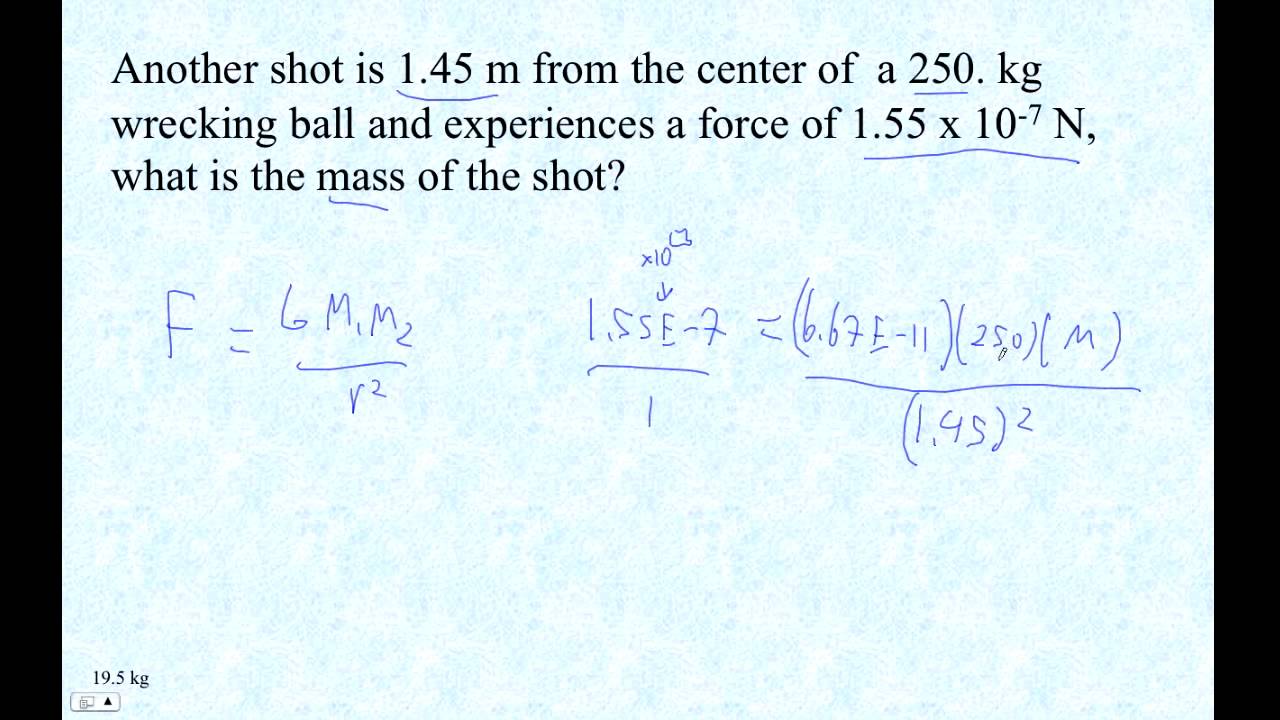 Force of Gravity Example #2 - YouTube