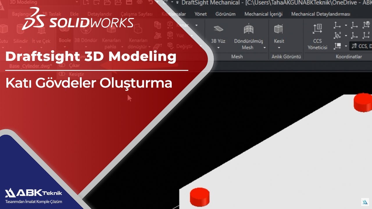 DraftSight 3D Modeling Bölüm 2 : Katı Gövdeler Oluşturma - YouTube