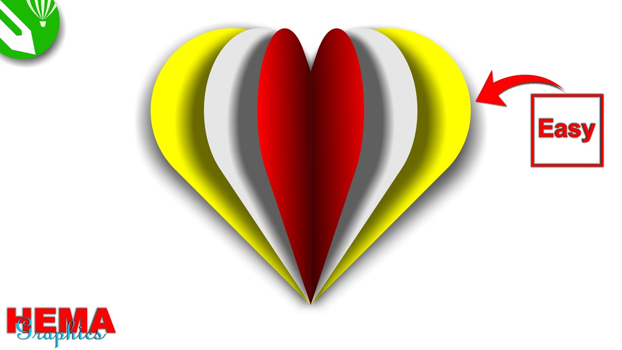 Coreldraw Tutorial - 3D Harts Shape Design In coreldraw Tutorial - YouTube