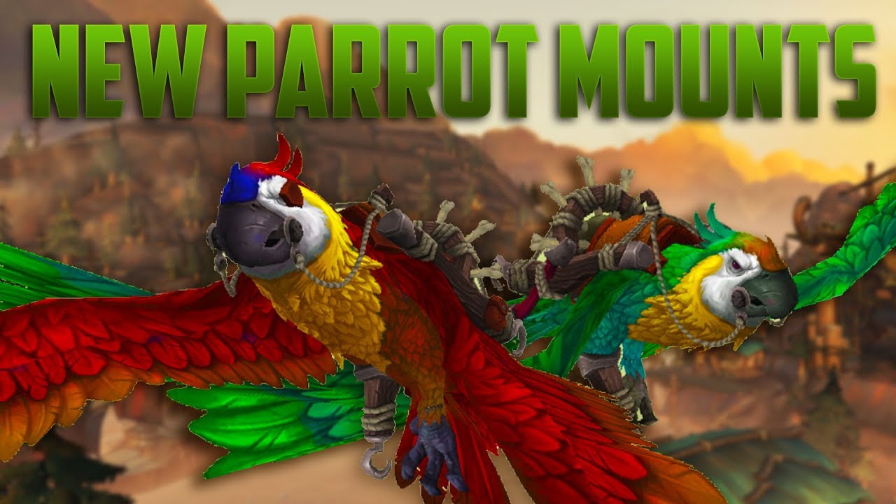 Sharkbait and Squawk Parrot Mounts in-game preview | Battle for Azeroth ...