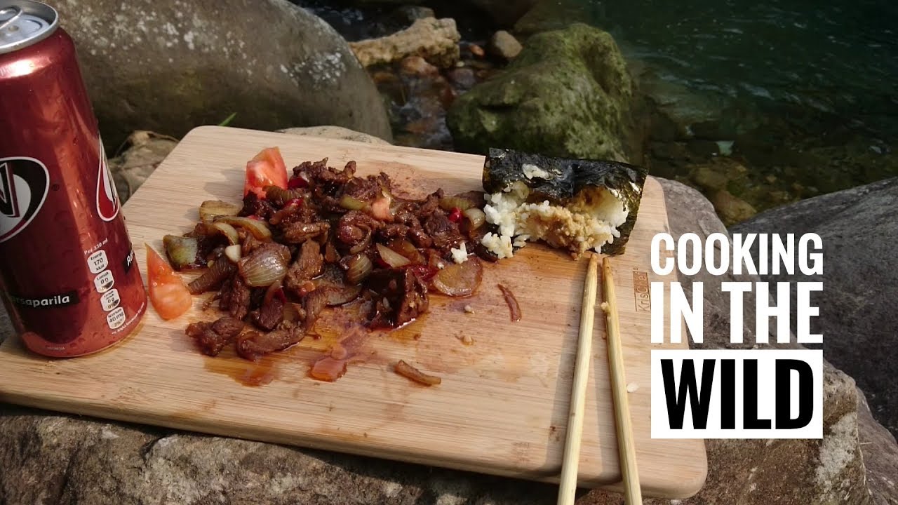 EXPLORING WATERFALL AND COOKING, Poncho shelter, alcohol stove, clear ...