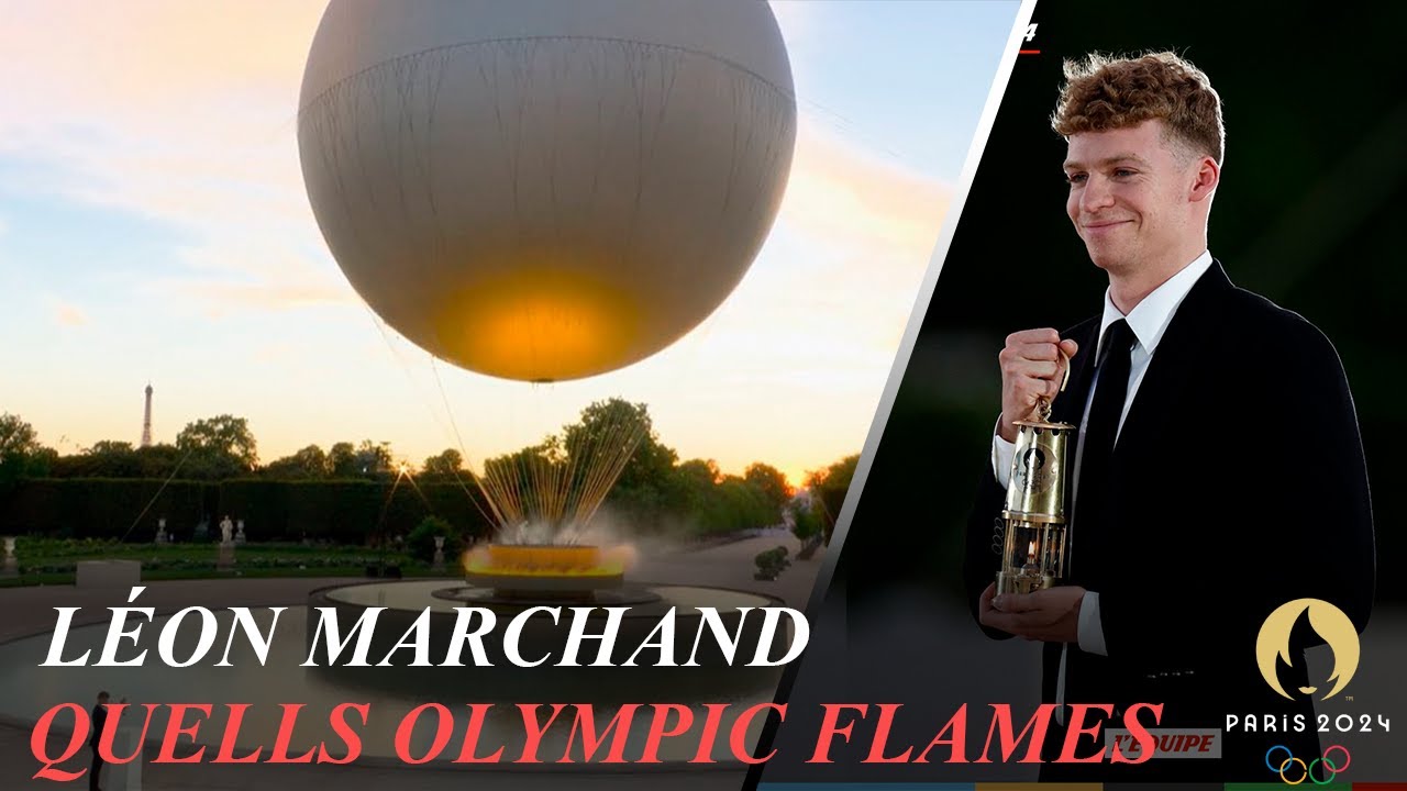 Swimmer Léon Marchand Quells the Paris Olympic Flames at Closing Ceremony - YouTube