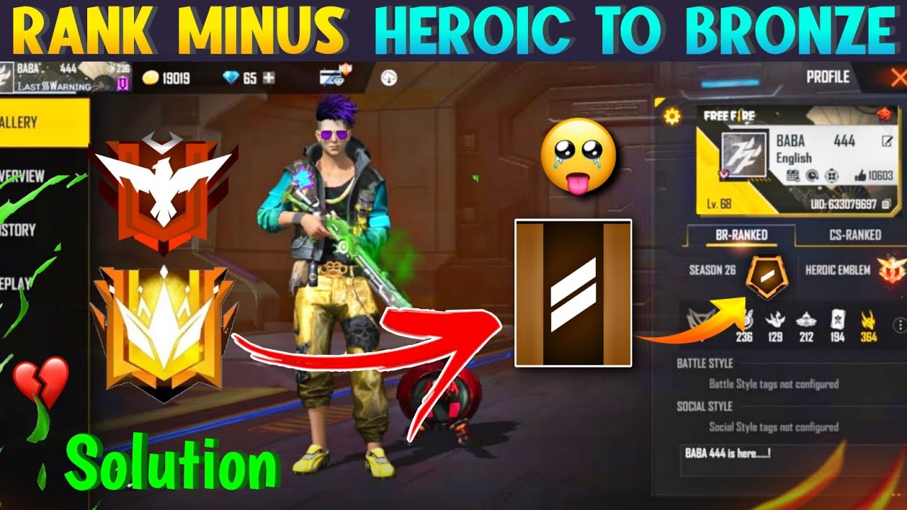 Rank Minus Heroic To Bronze|Rank Minus Problem Solve|Rank Down Kise Hua ...