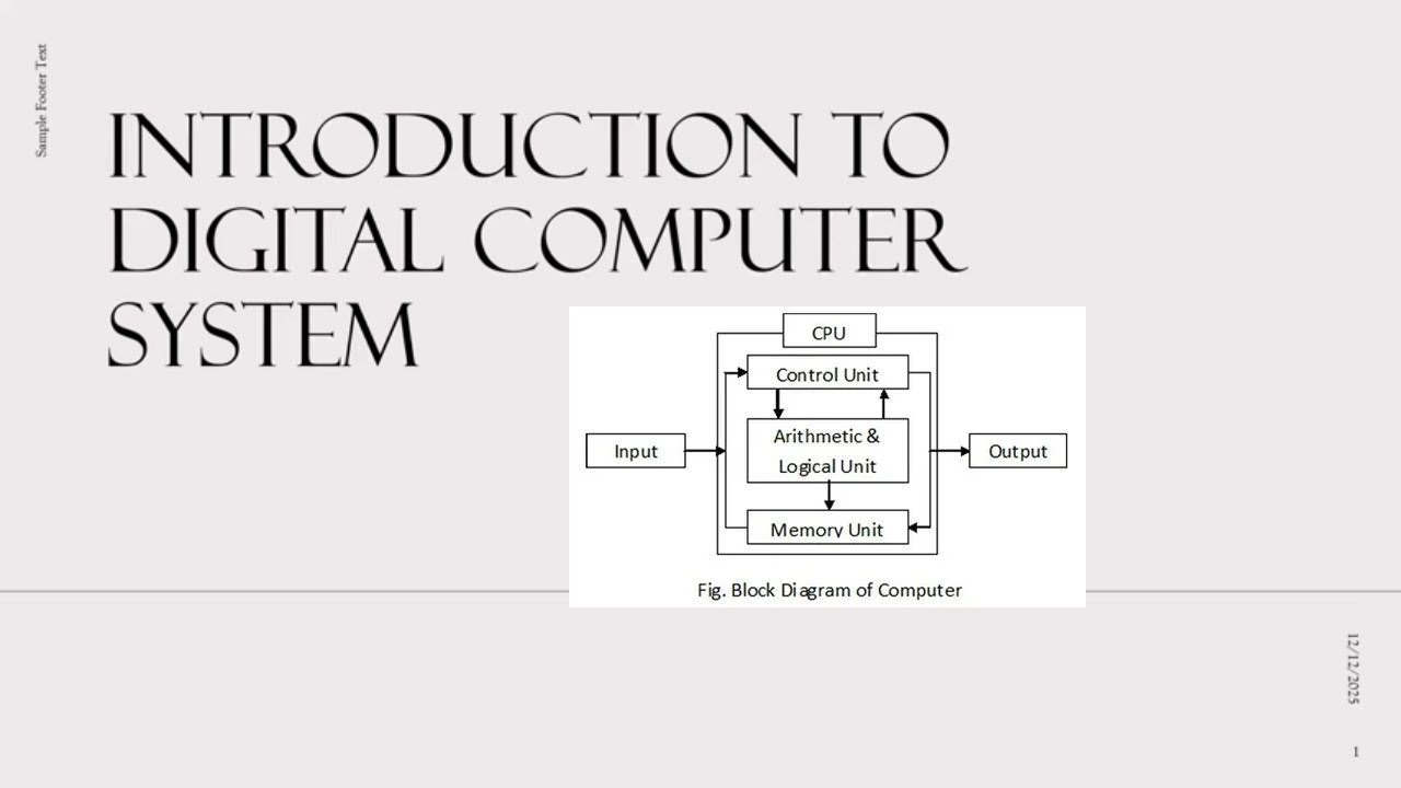 Block diagram of a Digital computer || Components of a Computer system ...