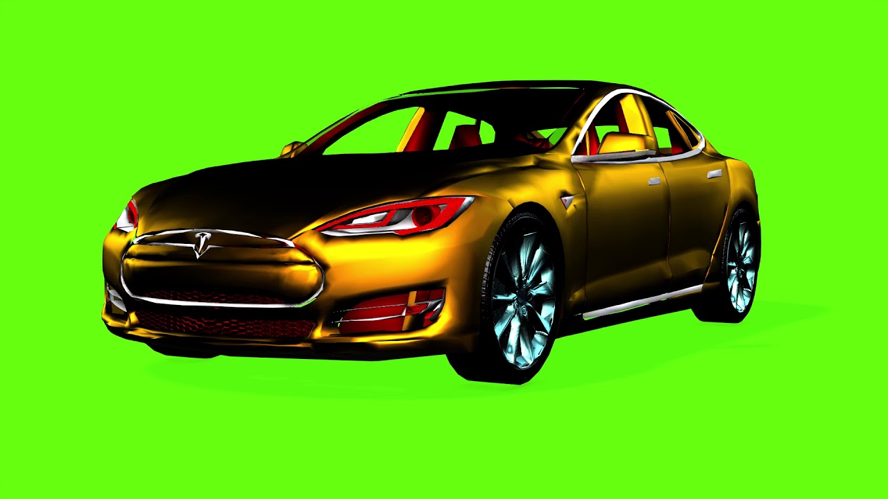Green Screen Gold Tesla Car Animation - YouTube