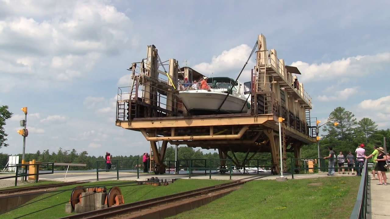 UNIQUE! Big Chute Marine Railway, Ontario - YouTube