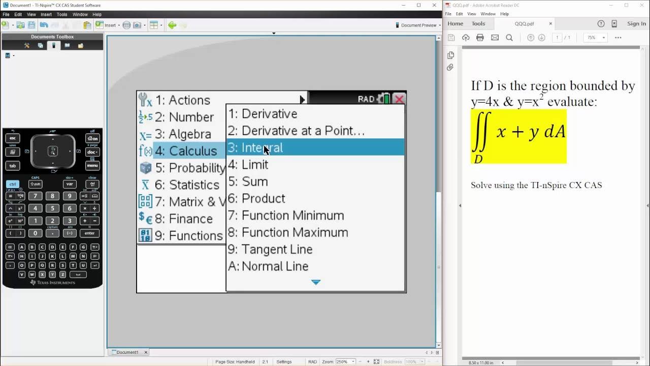 Calc 3: Double Integrals over General Regions (TI-nSpire CX CAS) ptA - YouTube
