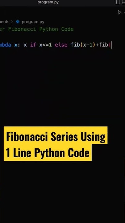 Fibonacci Series Using 1 Line Python Code #shorts #trending - YouTube