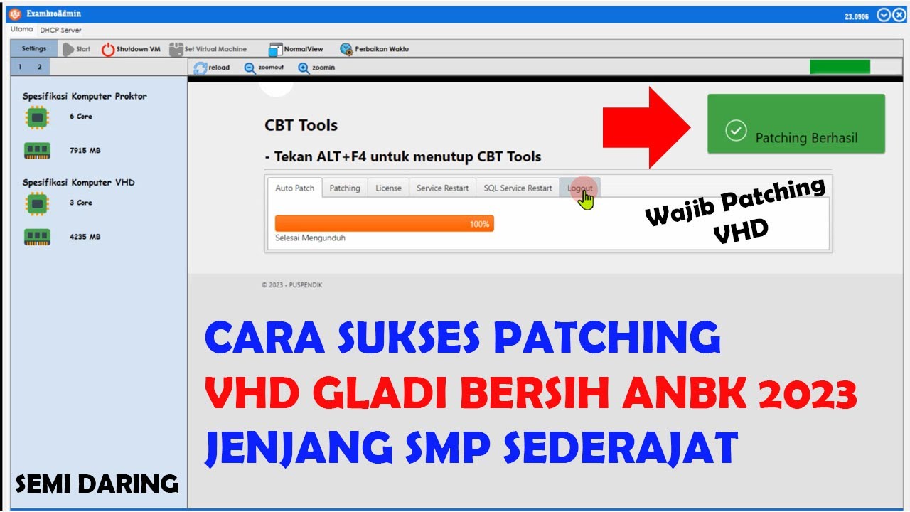 Cara Sukses Patching VHD Gladi Bersih ANBK SMP Sederajat 2023 - YouTube