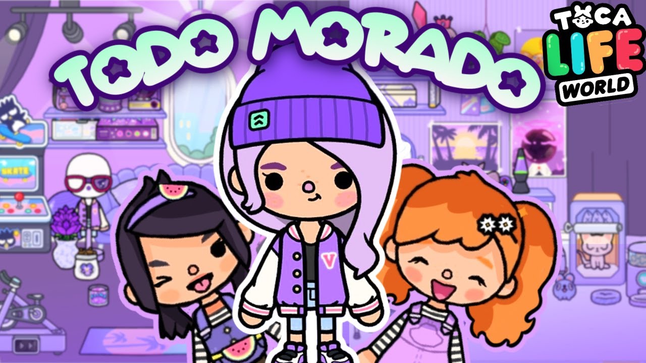 24 horas TODO color MORADO Decoración Makeover en Toca Life World con ...