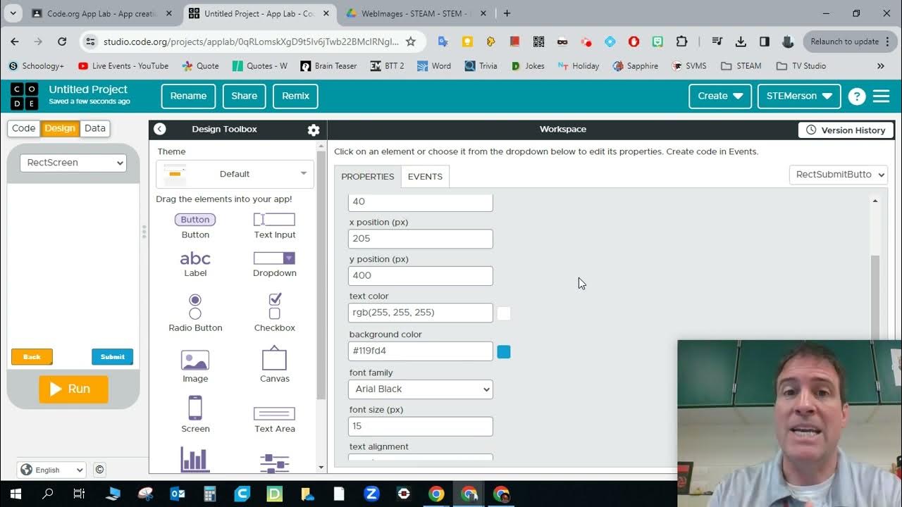Code org App Lab Rectangle Screen - YouTube