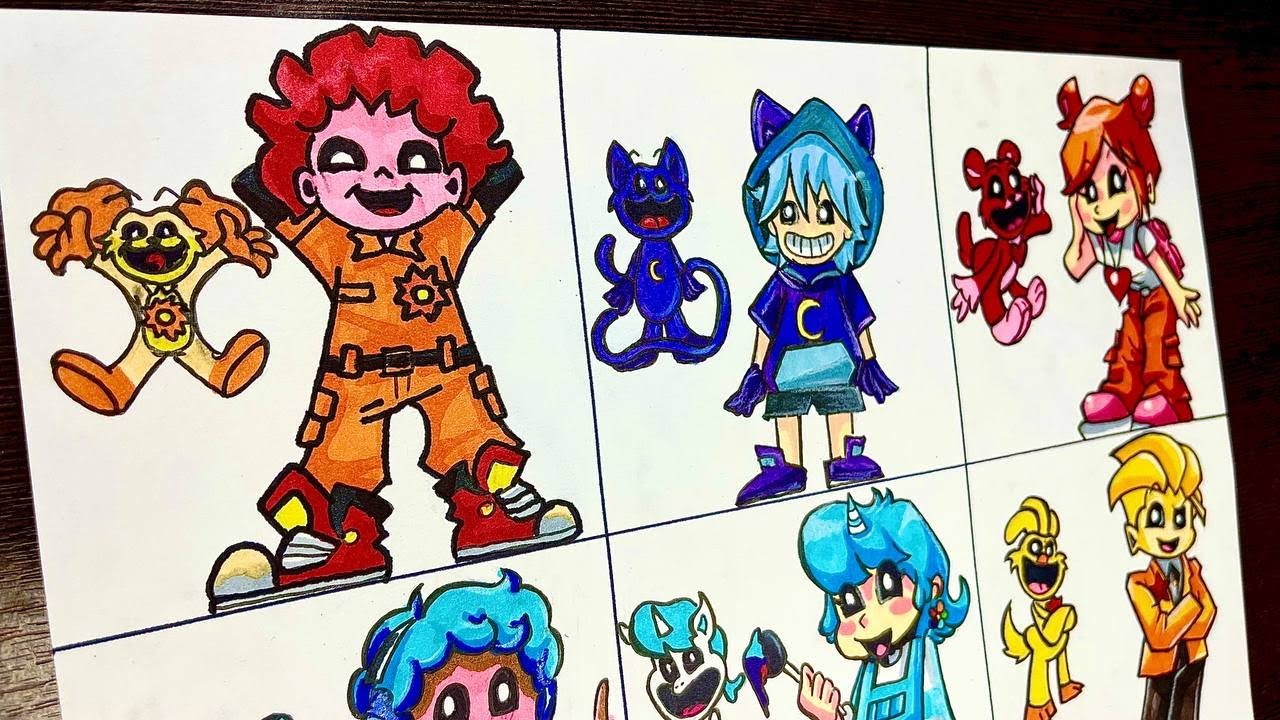 Poppy Playtime 3:Drawing ALL Smiling Critters [Humanized CatNap, DogDay ...