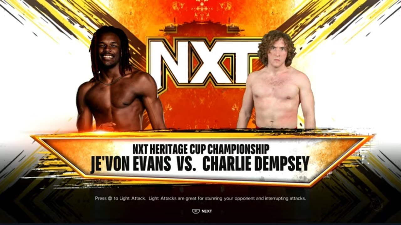 NXT Charlie Dempsey vs Je'Von Evans for the NXT Heritage Cup ...