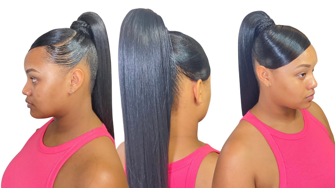 FAKE EDGES High Swoop Ponytail Look - YouTube