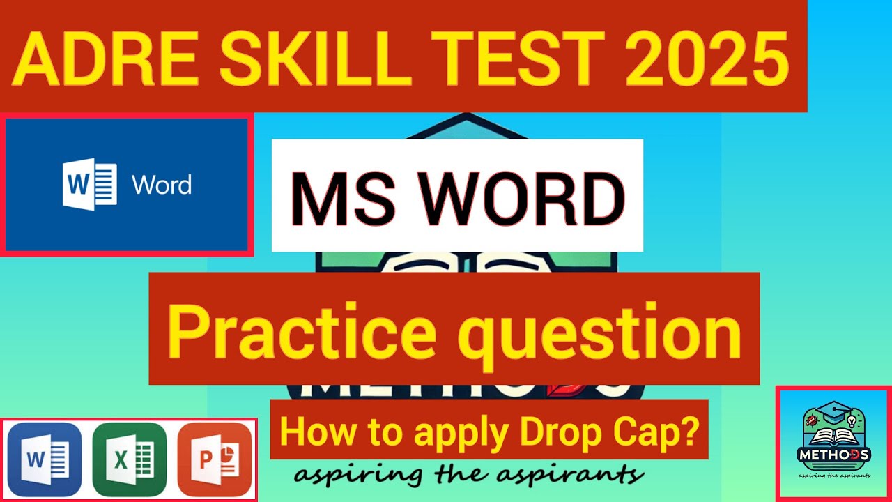ADRE 2.0 COMPUTER SKILL TEST / MS WORD / PRACTICE QUESTION - YouTube