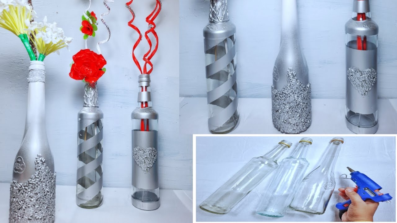 Kreasi Botol Kaca Bekas | Glass Bottle Craft | DIY Home Decoration ...