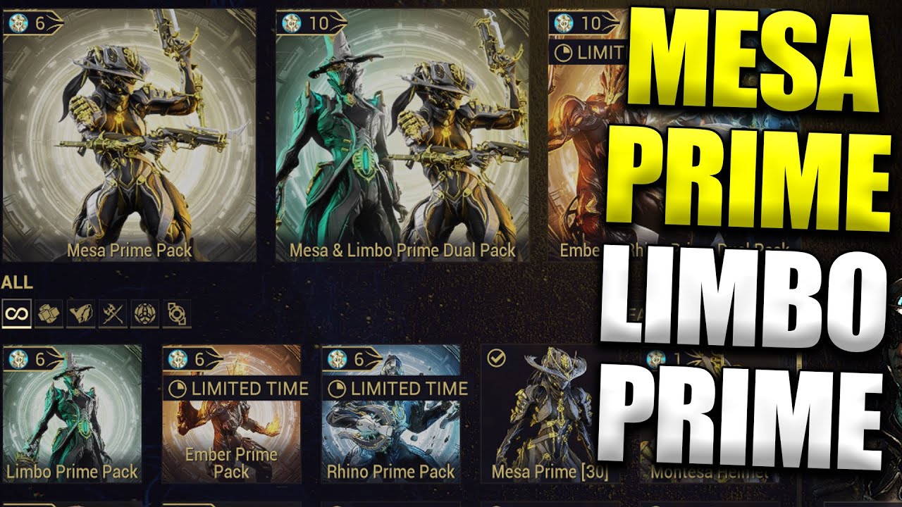 Mesa Prime Limbo Prime Back In Warframe! Farm Prime Resurgence Today ...