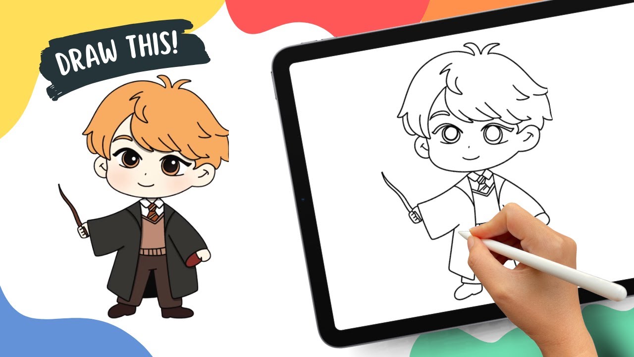 Ron Harry Potter - Easy Cartoon Drawing Tutorial - YouTube