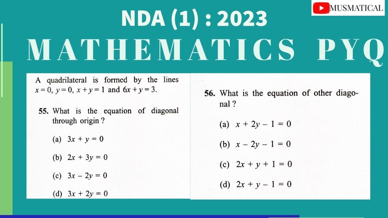 NDA (1) : 2023 MATHEMATICS PYQ - YouTube