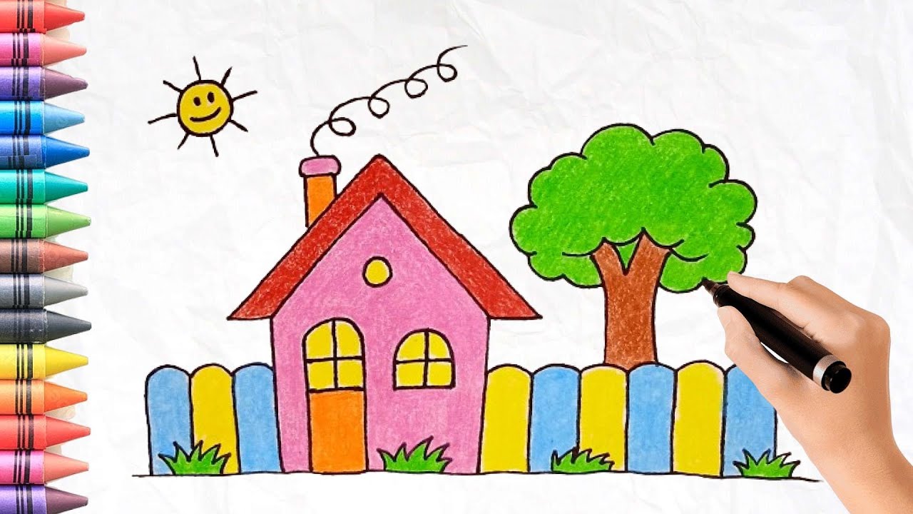House Drawing, Painting and Coloring for kids and toddlers | How to ...
