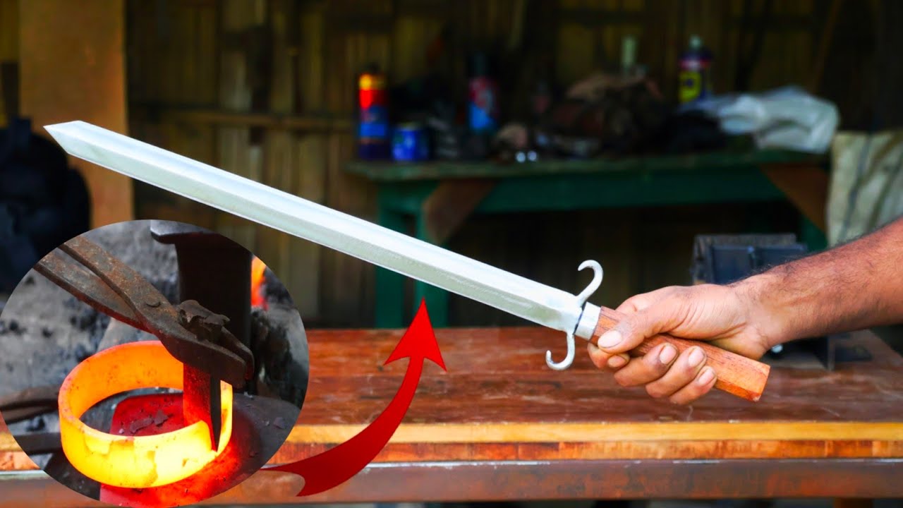 Forging a SWORD out of Old Bearing !! Sword Making - YouTube