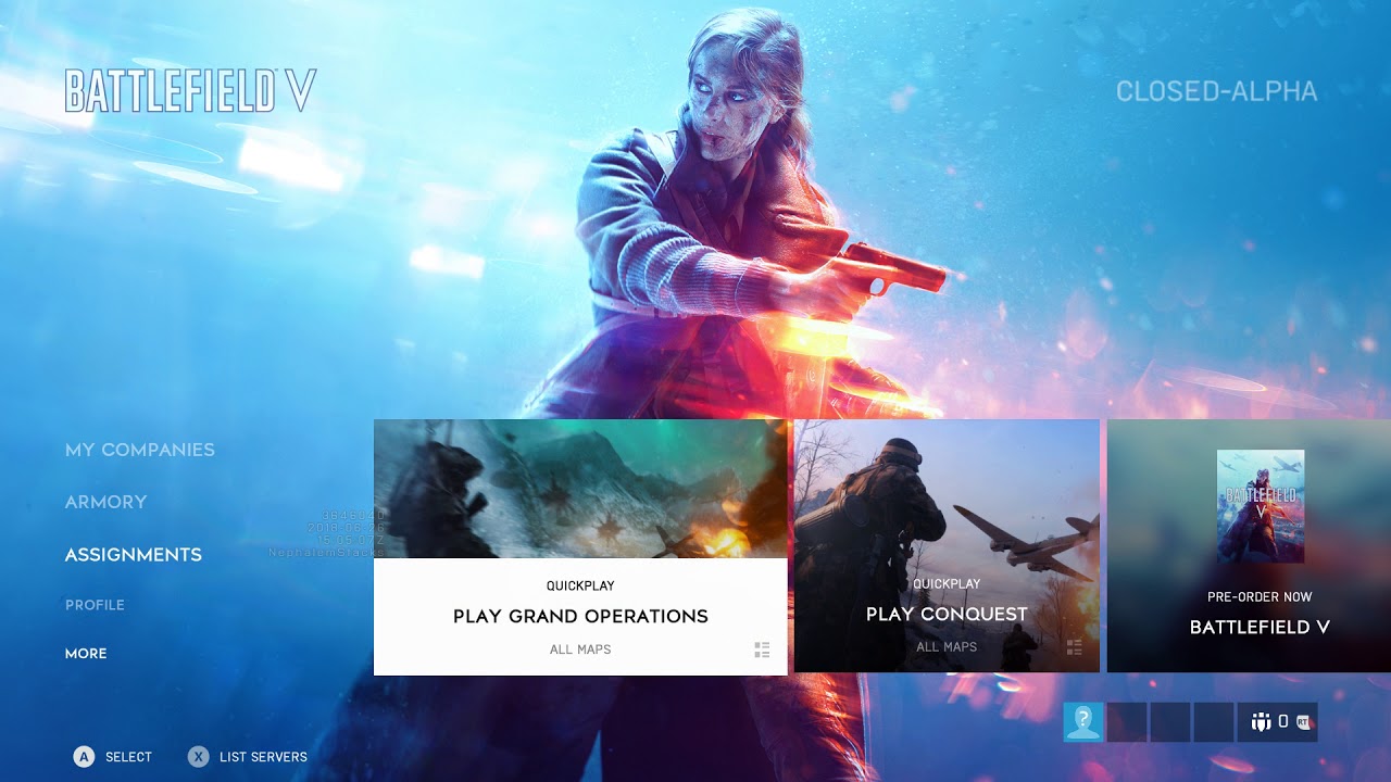 Battlefield V Closed Alpha Menus & Options - YouTube