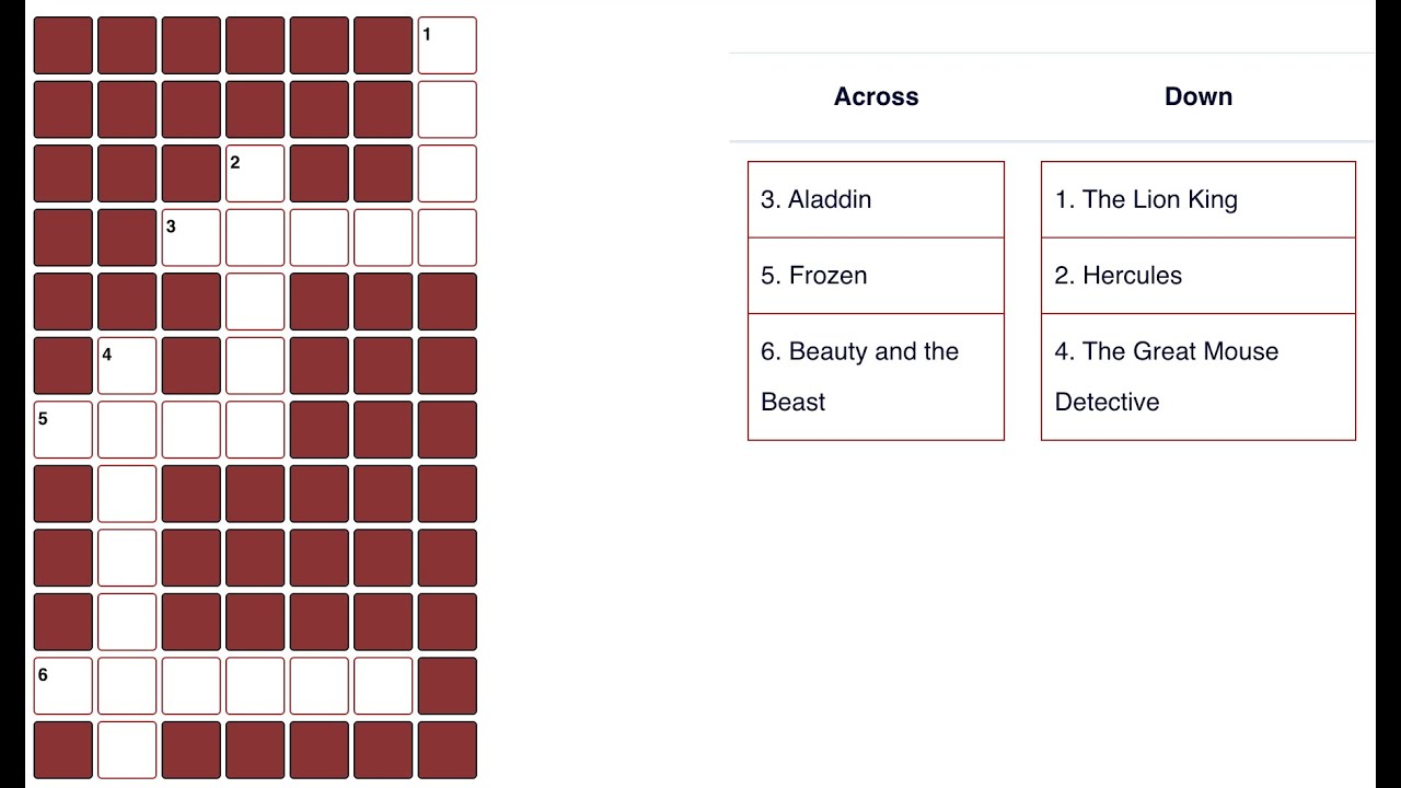 Disney Male Villains Crossword Puzzle | Can you Correctly Guess Disney ...