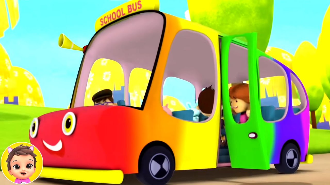 Wheels On The Bus, Rainbow Color Bus, Nursery Rhymes And Cartoon Videos ...