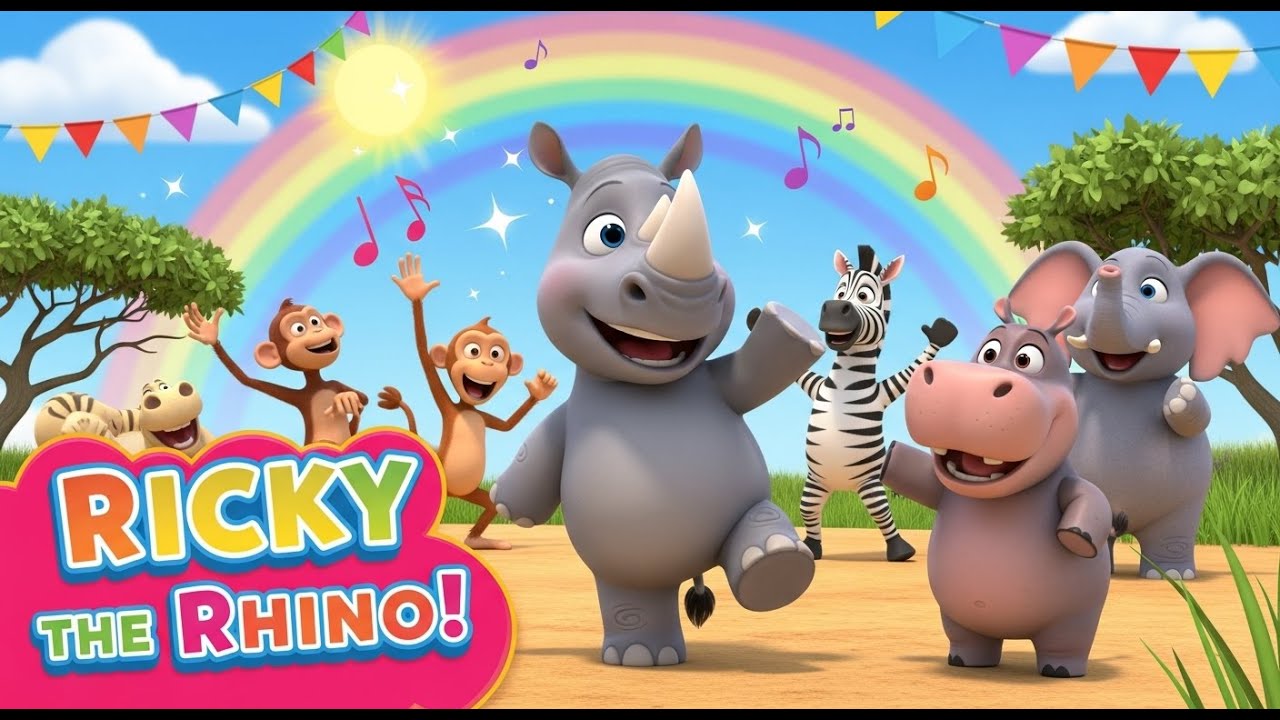 Ricky the Rhino Makes a Friend! | Fun Animal Song for Kids | Nursery ...